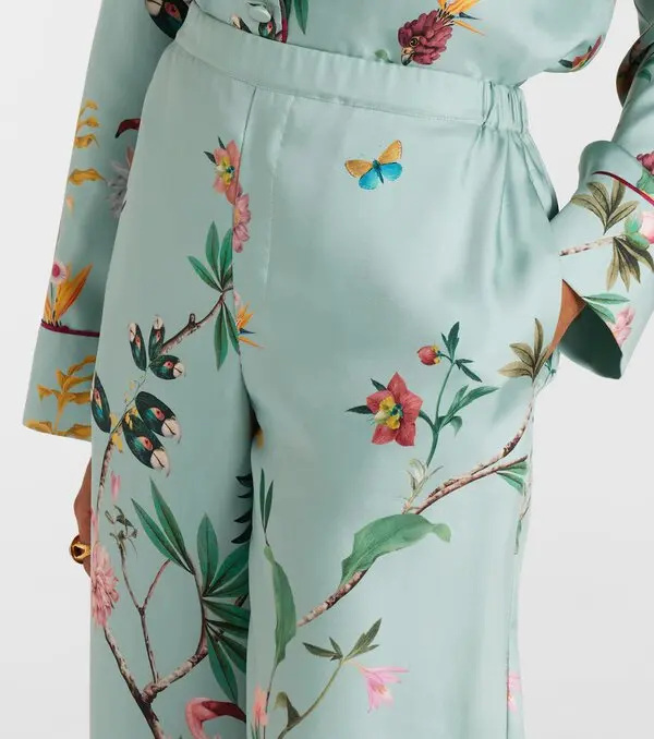 La DoubleJ Printed Silk Twill Wide-leg Pants