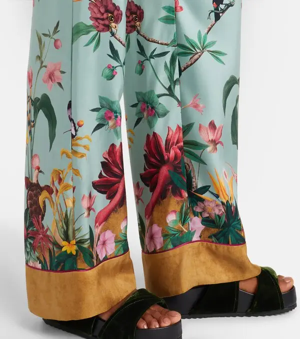 La DoubleJ Printed Silk Twill Wide-leg Pants