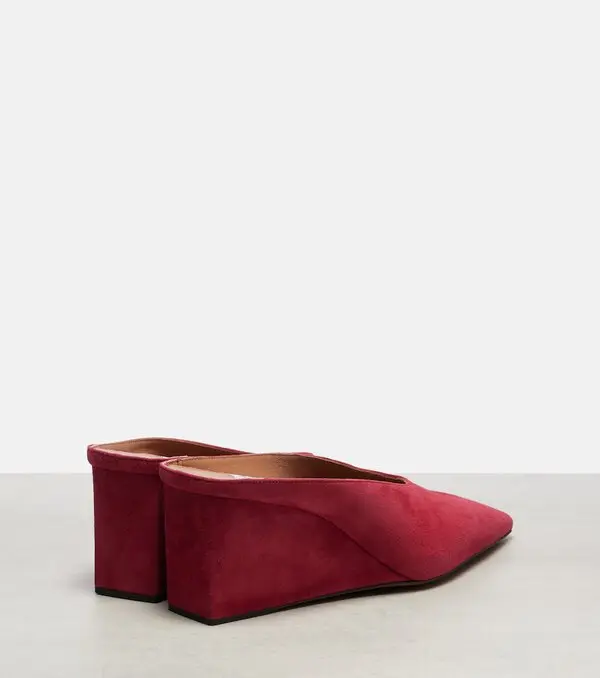 Alaïa Cube 75 Suede Wedge Mules - Red