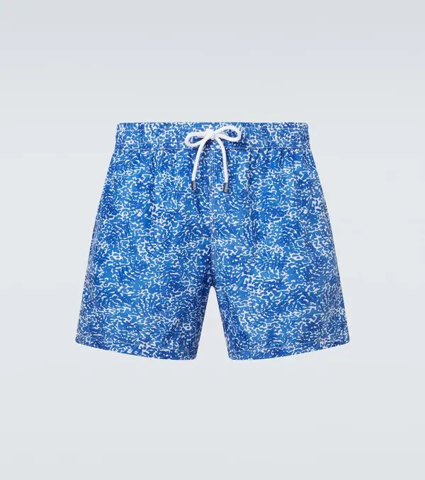 Fedeli Madeira Printed Swim Trunks - Blue