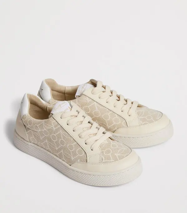Bonpoint Woven Canvas & Leather Lace-up Sneakers