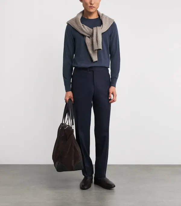 Isaia Wool Crew-neck Sweater - Blue