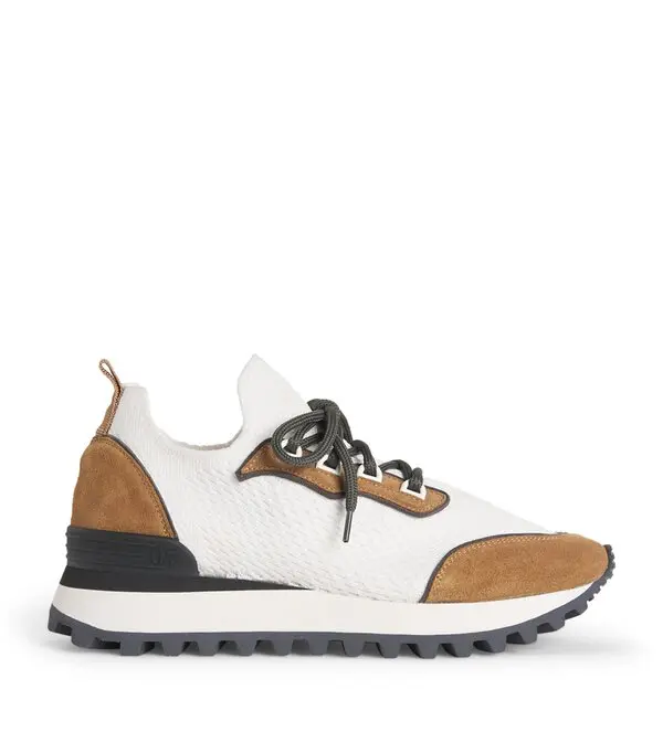 Eleventy Leather Mesh Sneakers