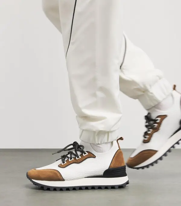 Eleventy Leather Mesh Sneakers