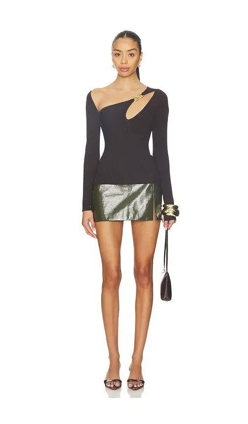 NICHOLAS Asymmetrical Double Rin Rib Knit Top