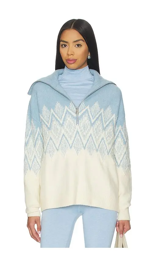 Varley Hedda Fairisle Half Zip Sweater - Blue