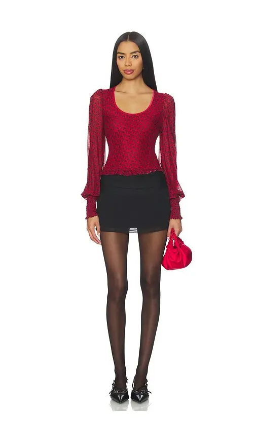 Free People Dottie Knit Top - Red