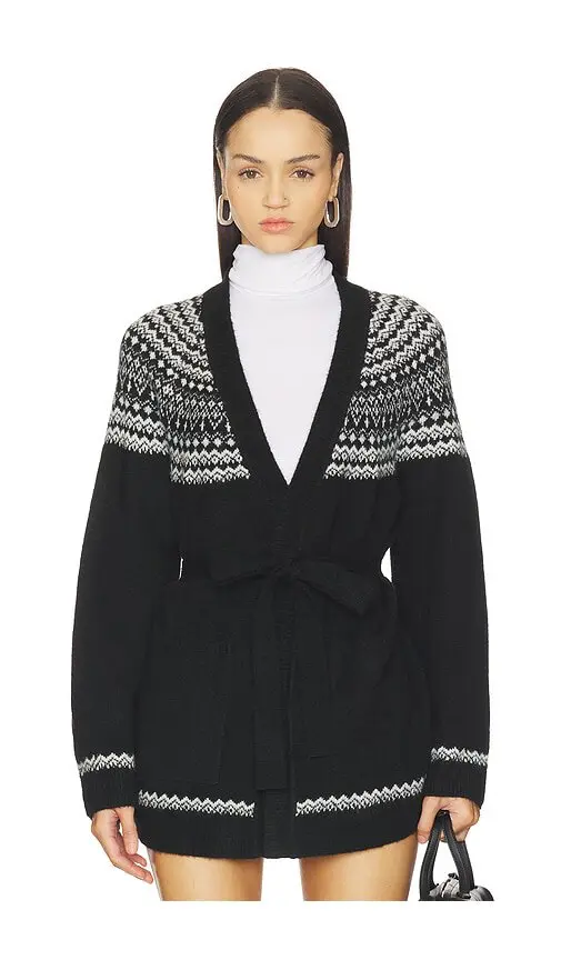 STITCHES & STRIPES Wrap Cardigan With Detachable Waist Tie - Black