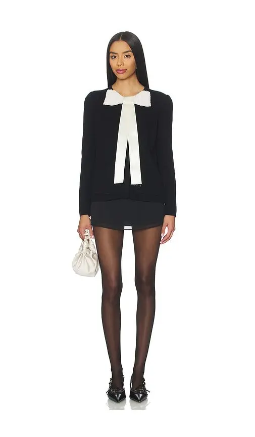 Sea Seraphine Solid Knit Cardigan With Bow Detail