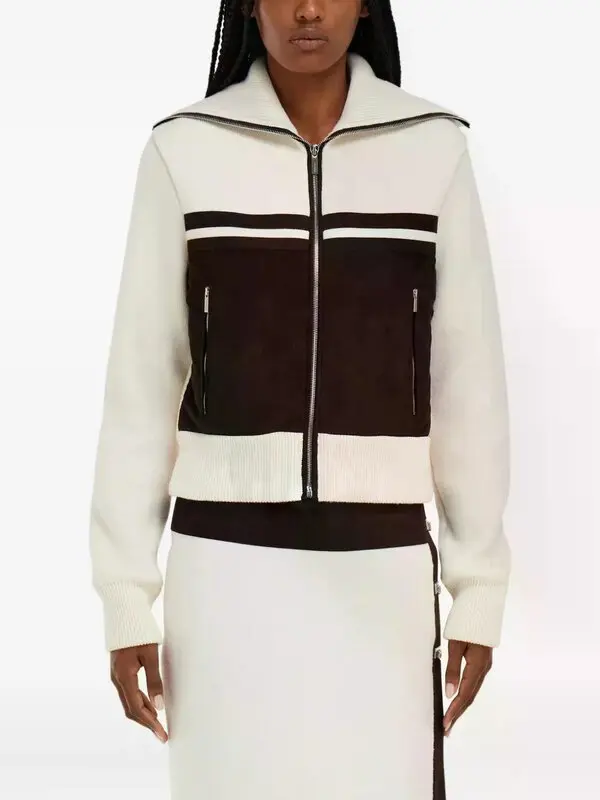 FERRAGAMO Zip-fastening High-collar Jacket With Ribbed Trims