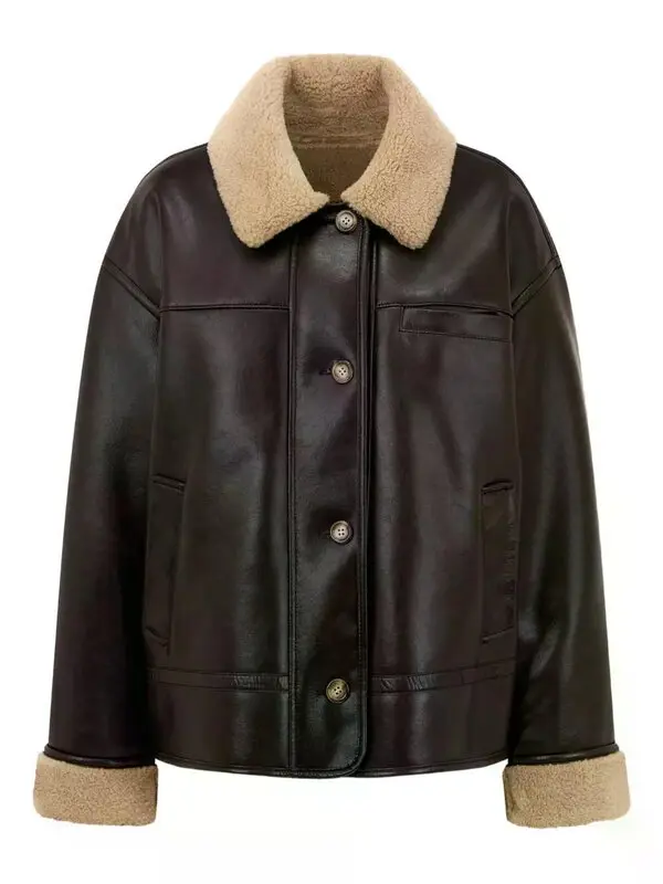 STUDIO TOMBOY Collared Button Jacket With Faux-fur Trim - Brown