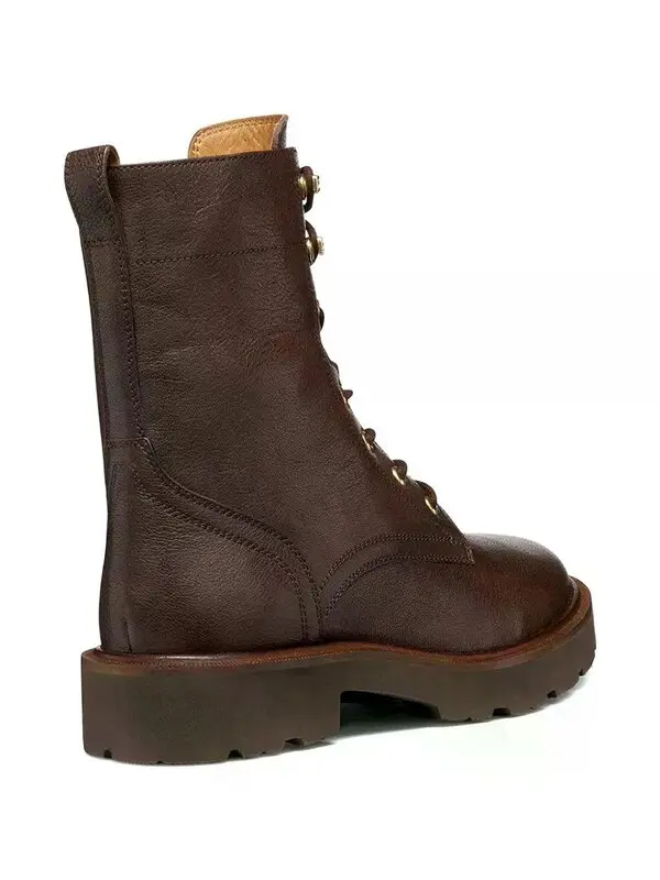 Geox Dark Leather Lace-up Lug Sole Boots