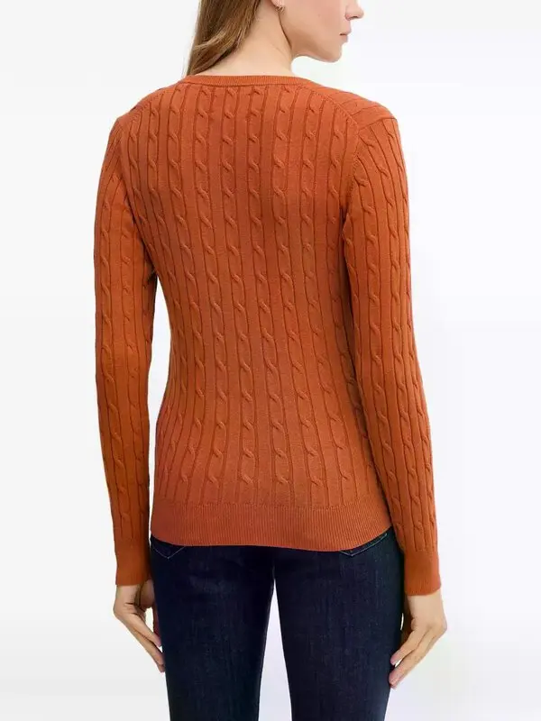 Gant Cable Knit V-neck Sweater - Orange