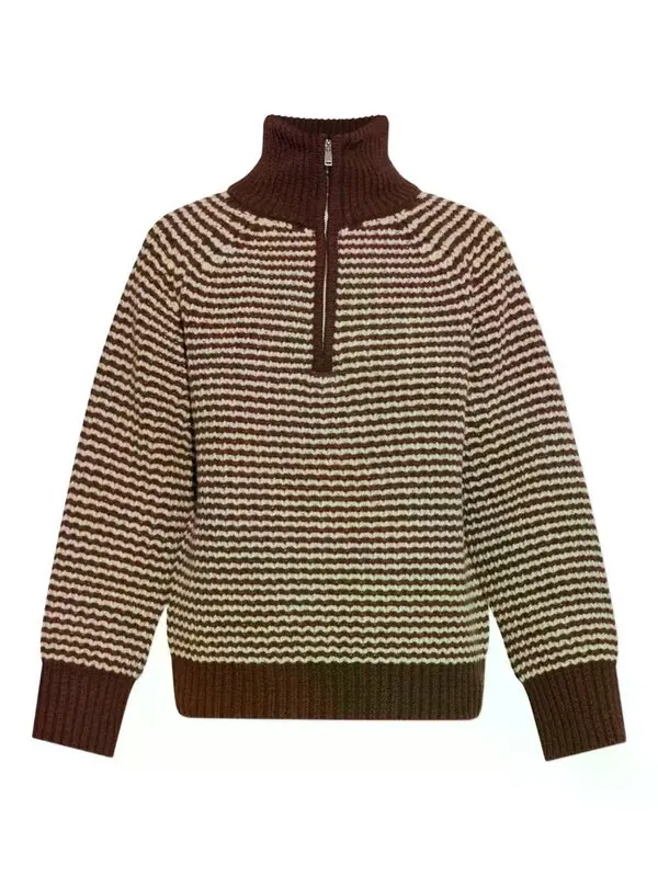 Studio Nicholson Bristol Striped Zip-neck Sweater - Brown