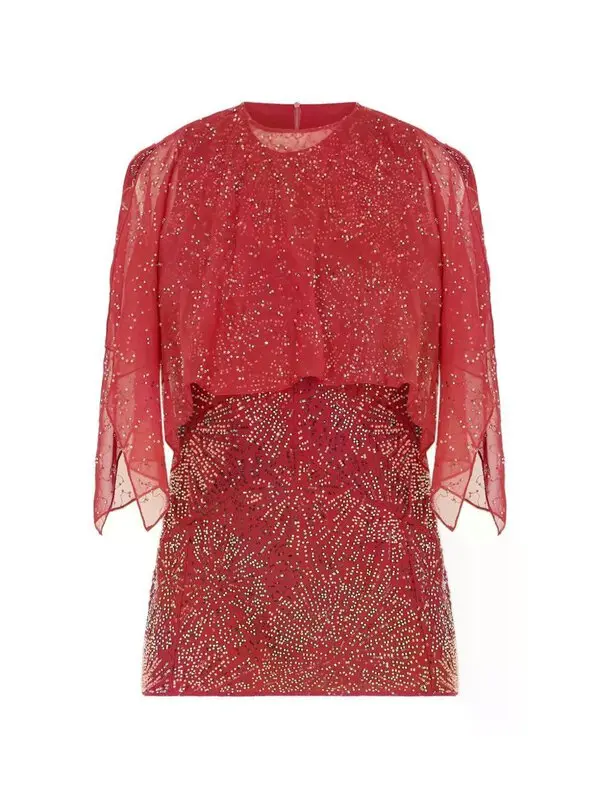 Rabanne Embellished Cape Top - Red