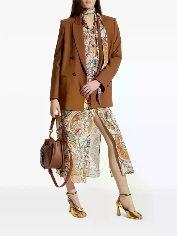 Etro Paisley Print Tie-belt Midi Dress - White