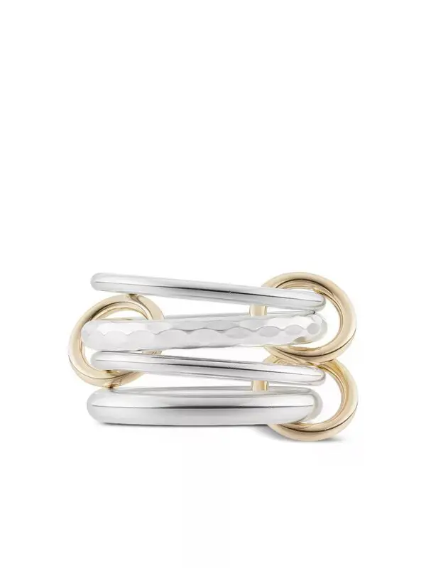 SPINELLI KILCOLLIN 18ct Yellow Gold And Sterling Hammered Interlocking Ring - Silver