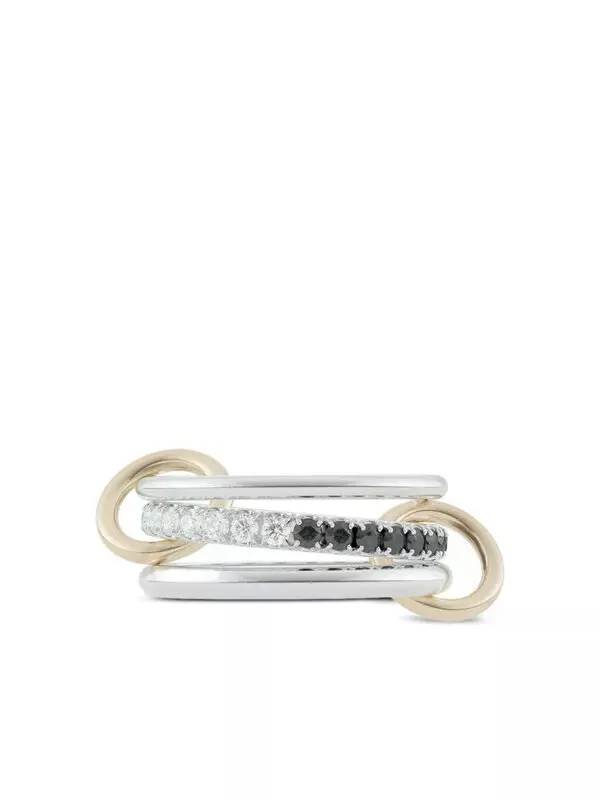 SPINELLI KILCOLLIN 18ct Yellow Gold Black Diamond Eclipse Ring - Silver