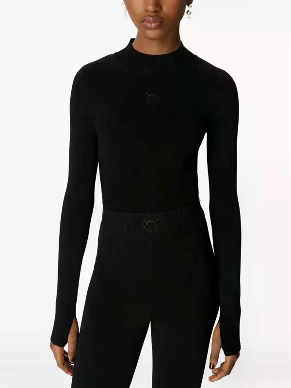 MARINE SERRE High-neck Long-sleeve Top With Moon Logo