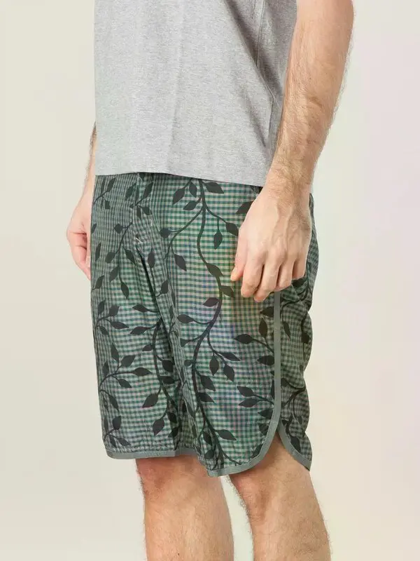 08sircus Gingham And Floral Print Silk Blend Shorts