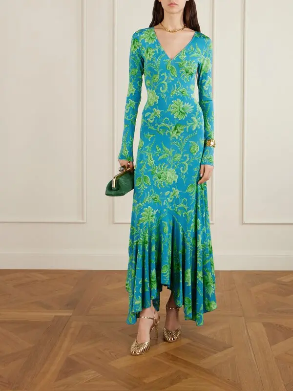 Etro Asymmetrical Printed Maxi Dress