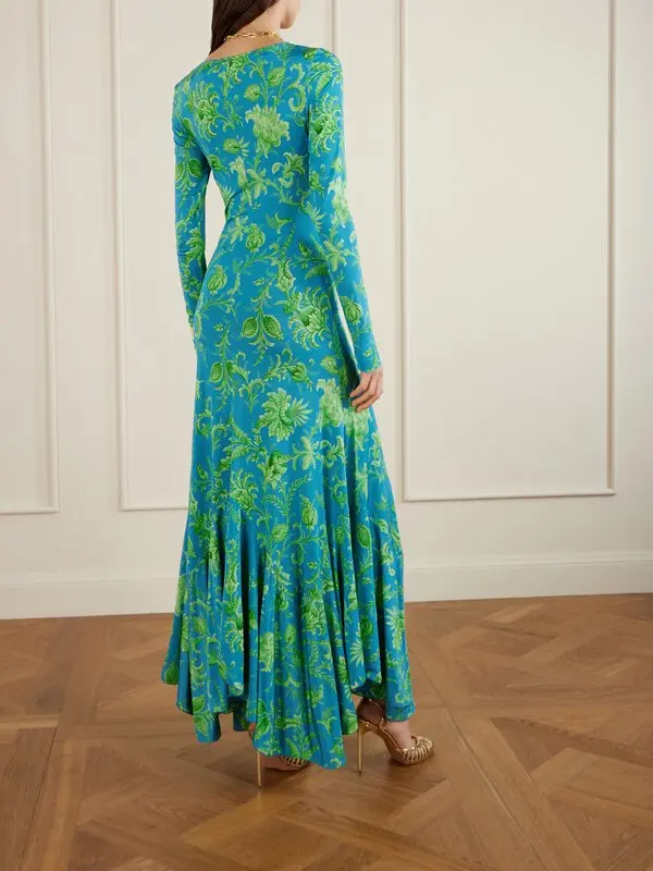 Etro Asymmetrical Printed Maxi Dress