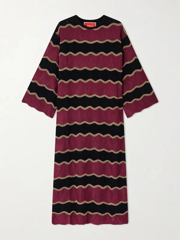 La DoubleJ Striped Cotton-blend Midi Dress