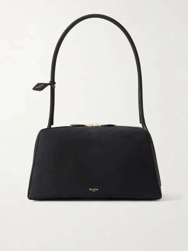 Alaïa Le Bulldog Medium Nubuck Shoulder Bag - Black