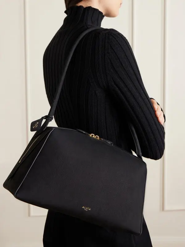 Alaïa Le Bulldog Medium Nubuck Shoulder Bag - Black