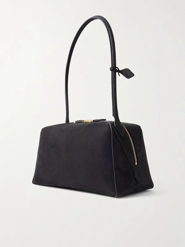 Alaïa Le Bulldog Medium Nubuck Shoulder Bag - Black