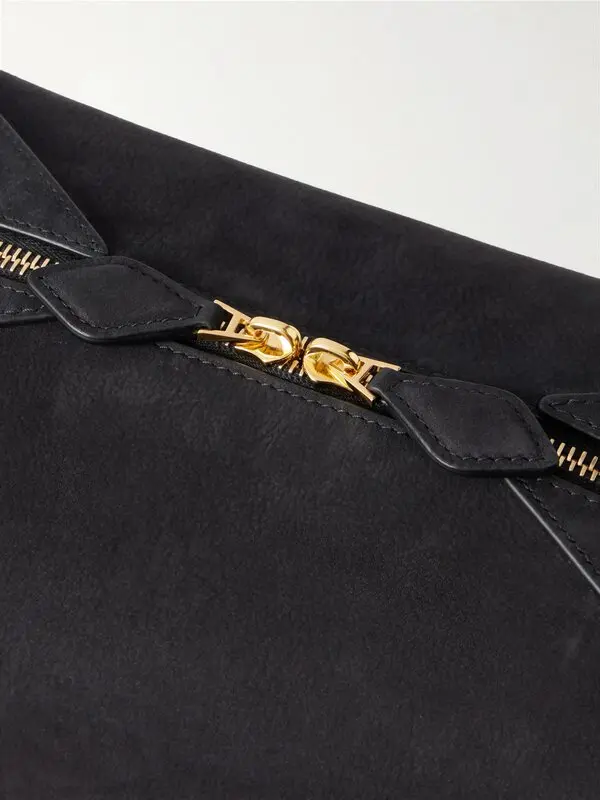 Alaïa Le Bulldog Medium Nubuck Shoulder Bag - Black