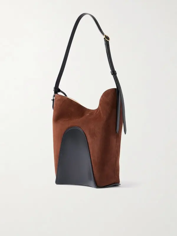 Alaïa Suede Bucket Tote With Leather Trim - Brown