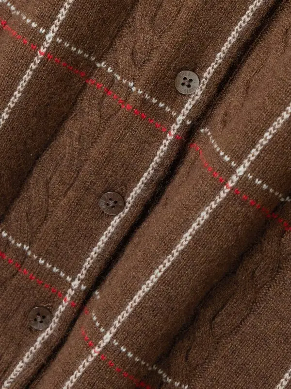 Guest In Residence Checked Cashmere Cardigan