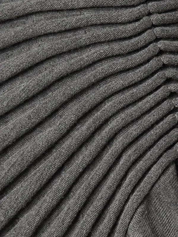 Alaïa Pleated Wool Maxi Dress - Gray