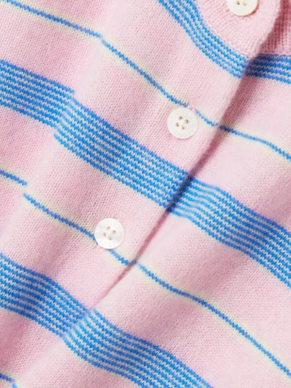 Guest In Residence Collegiate Striped Cashmere Polo Sweater - Pink