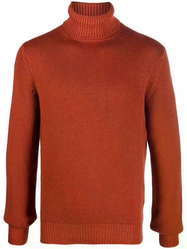 DELL'OGLIO Roll Neck Ribbed-knit Jumper - Orange