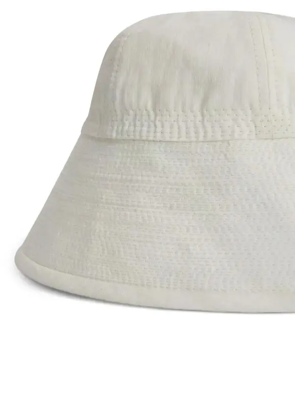 JIL SANDER Topstitching Linen Bucket Hat - White