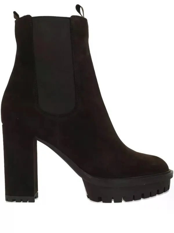 GIANVITO ROSSI Suede Ankle Boots With Platform Block Heel - Brown