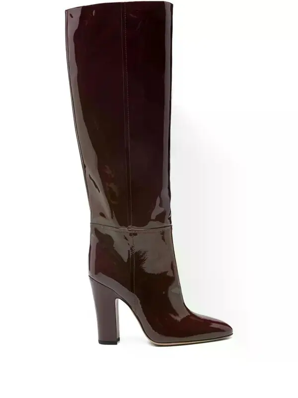 Paris Texas 105mm Pointed Block Heel Boots - Red