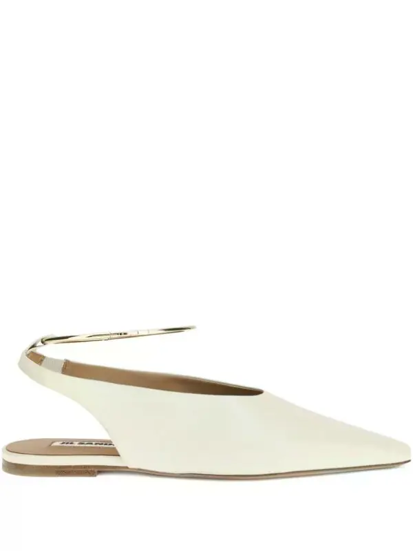 JIL SANDER Ring Ballet Flats With Metal Ankle Strap - Neutrals