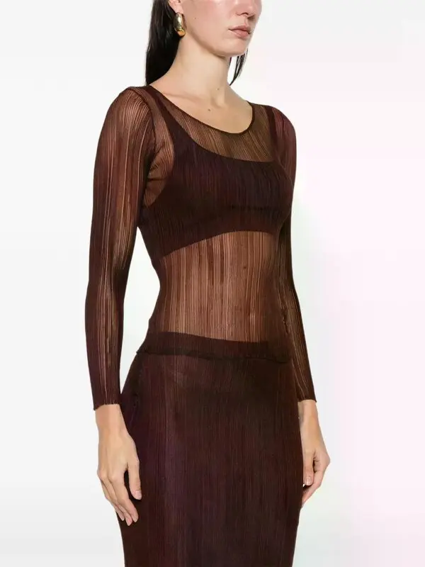 Simkhai Square Neck Ribbed Sheer Top