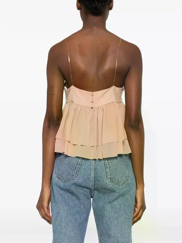 Chloé Sleeveless Chain-strap Top In Silk Georgette - Neutrals