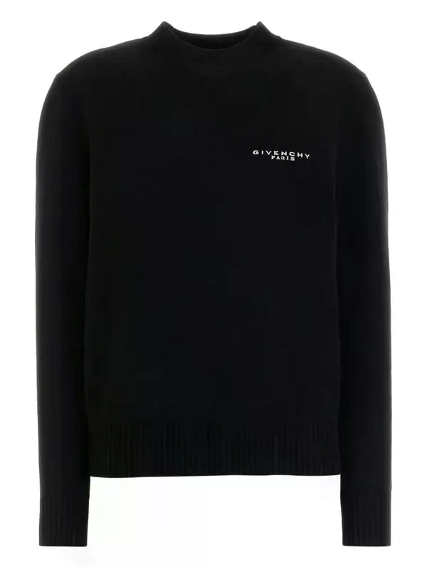 Givenchy Logo Embroidered Wool-cashmere Blend Sweater - Black