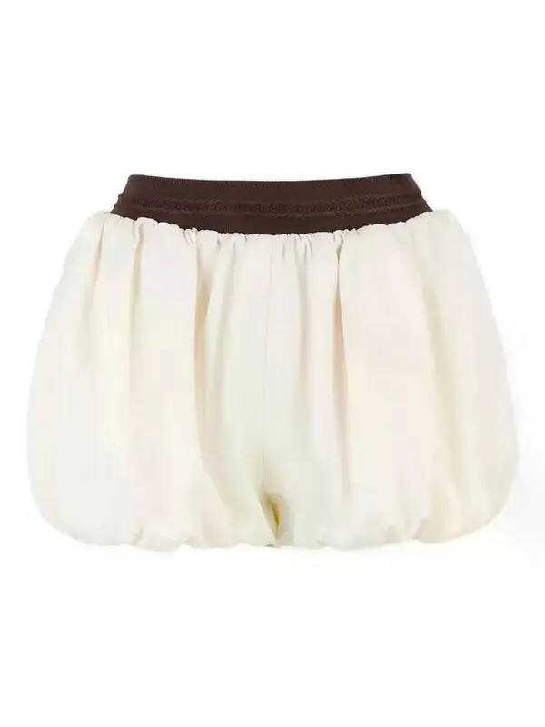 Manière De Voir Satin Balloon Shorts With Contrast Waistband - Neutrals