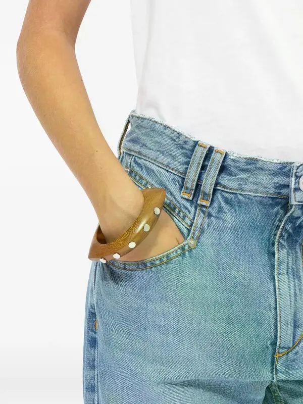 Isabel Marant Étoile Large Wooden Bracelet With Logo Detail - Brown