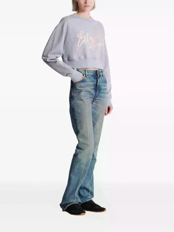 Balmain Cropped Printed Sweatshirt