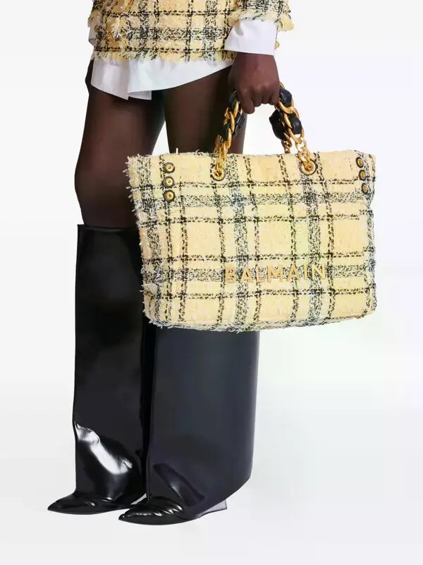 Balmain 1945 Plaid-pattern Tote Bag