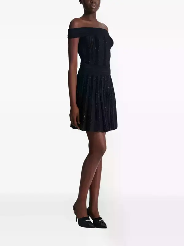Balmain Pleated Glitter Mini Skirt