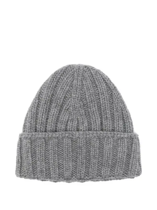DELL'OGLIO Ribbed Beanie Hat - Grey