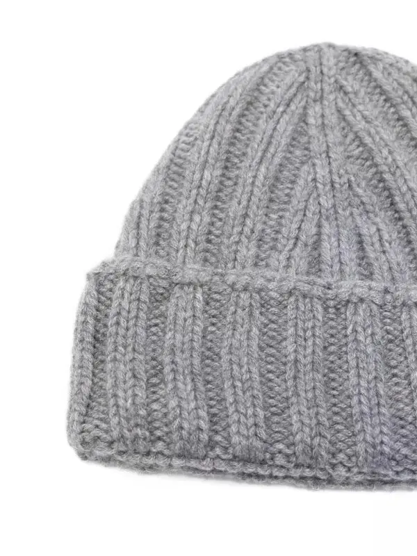 DELL'OGLIO Ribbed Beanie Hat - Grey